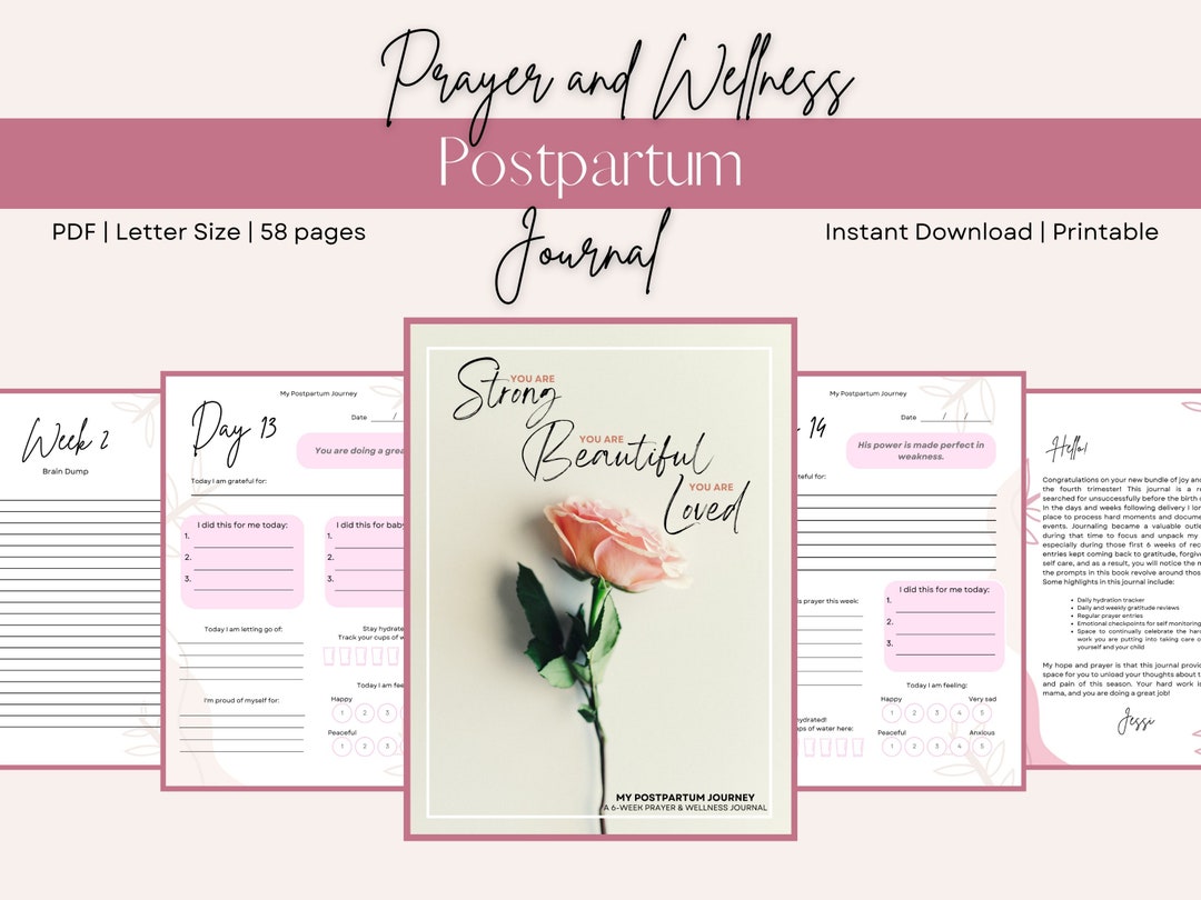 Prayer and Wellness Postpartum Journal | 6 Week | Printable Journal ...