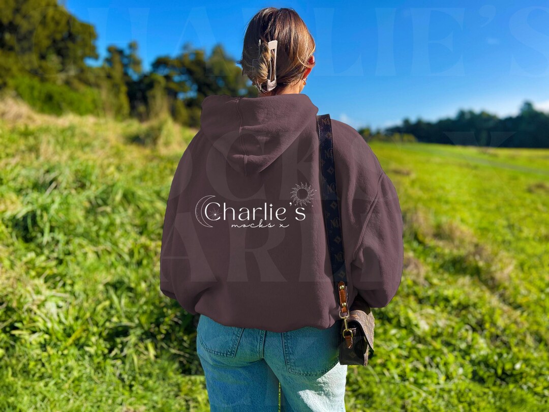 Gildan 18500 Chestnut Brown Hoodie Back View Mockup Trendy Real Model ...