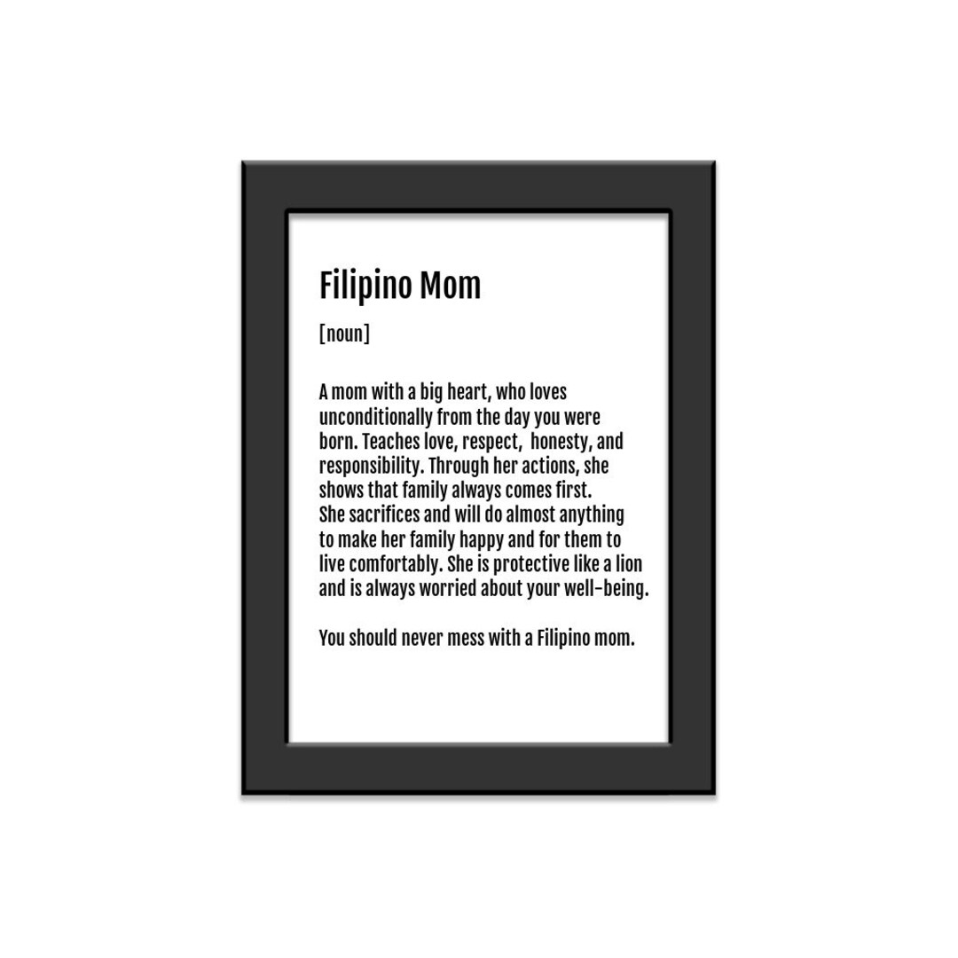 FRAMED Filipino Mom Poster, Filipino Art Filipino Wall Art Filipino Mom ...