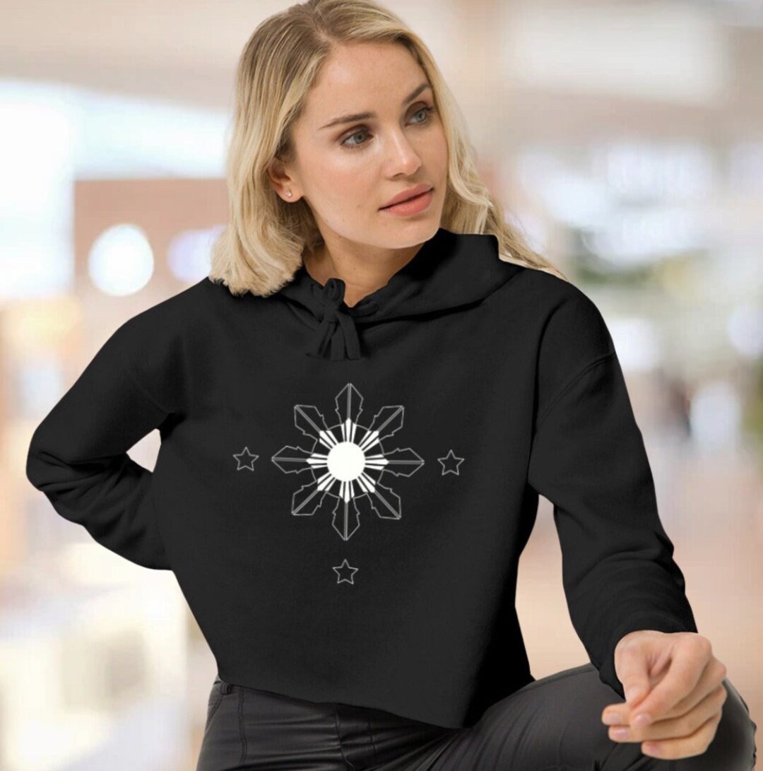 Filipino Shirt Women's Crop Hoodie, Philippines Hooded Sweatshirt With ...