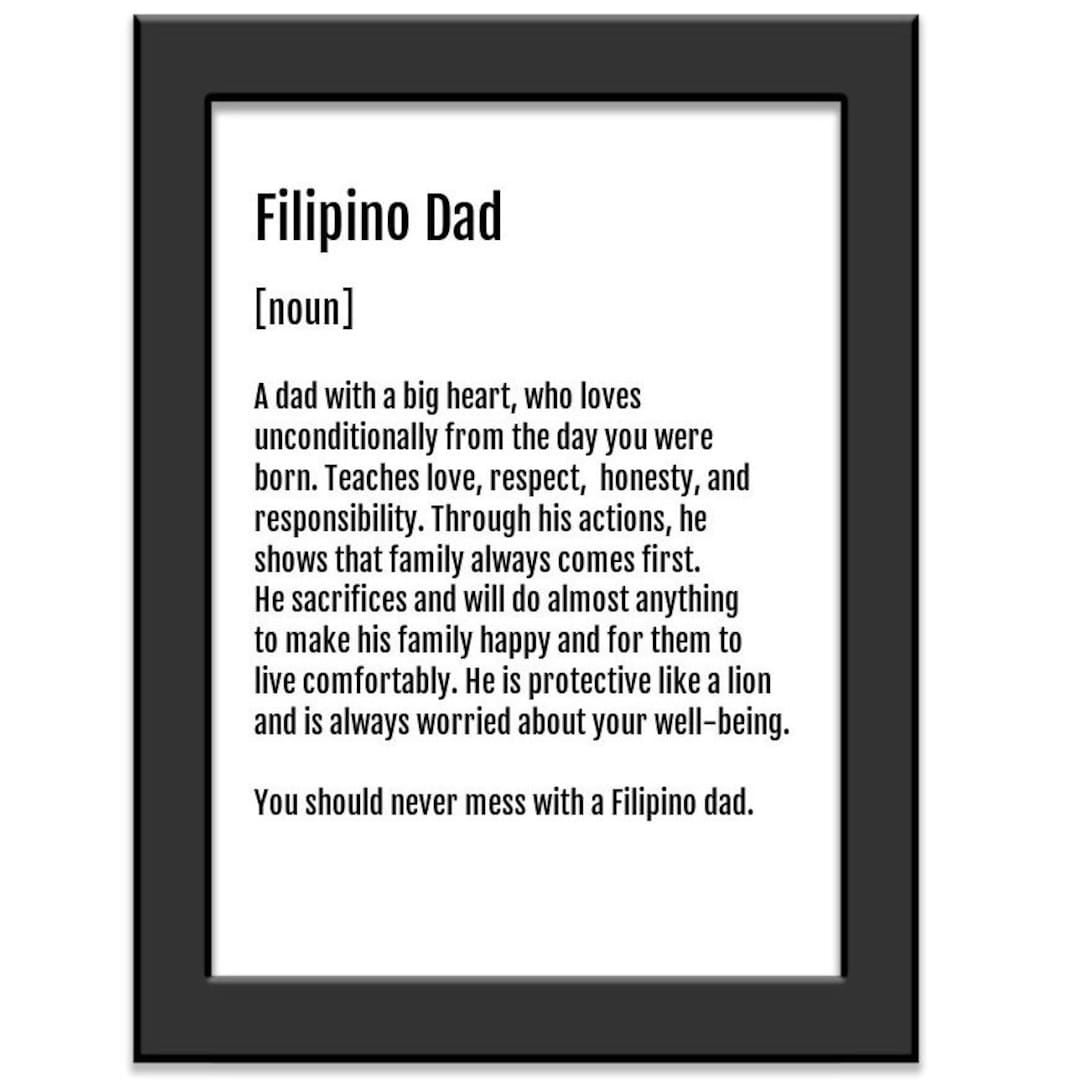 Framed Filipino Dad Poster, Filipino Art Filipino Wall Art, Filipino ...