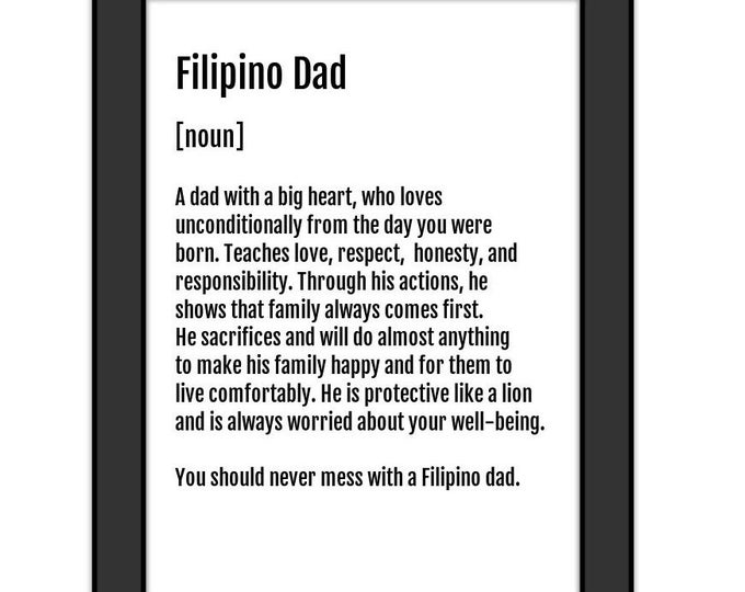 Framed Filipino Dad Poster, Filipino Art Filipino Wall Art, Filipino ...