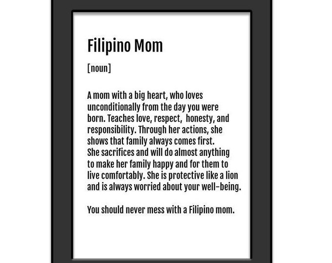 FRAMED Filipino Mom Poster, Filipino Art Filipino Wall Art Filipino Mom ...