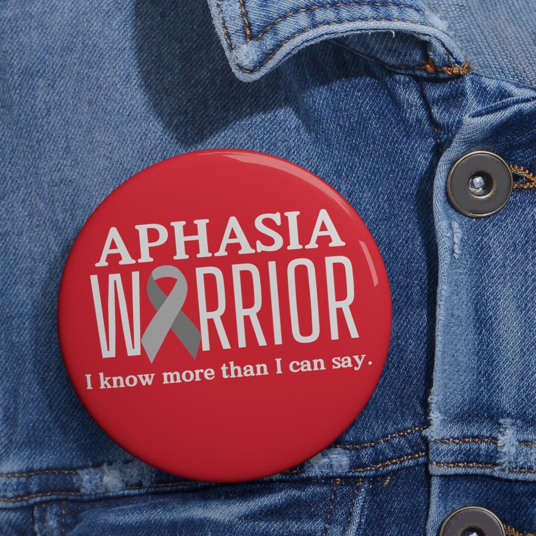 Aphasia Warrior Survivor Pin, Aphasia Awareness Pin, Gray Ribbon Button ...