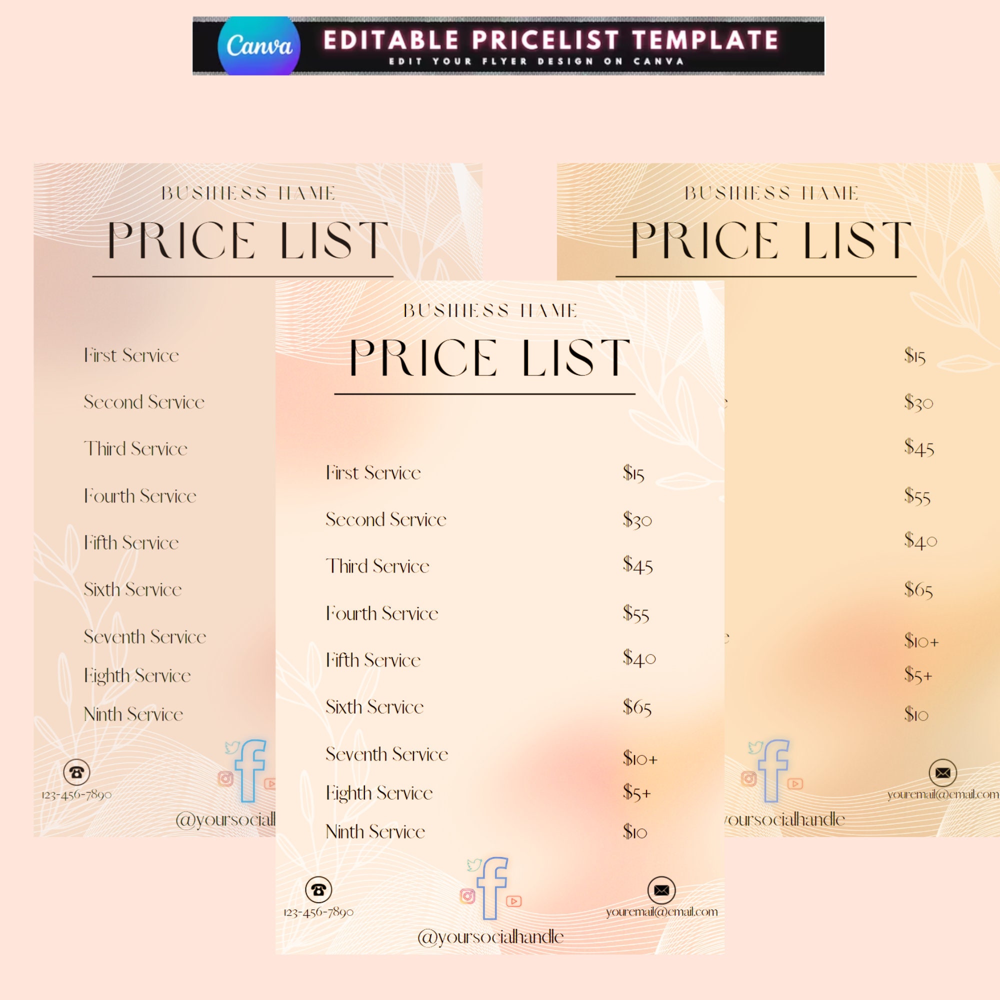 Price List Template, DIY Flyer Template Design, Price Sheet, Pricing ...