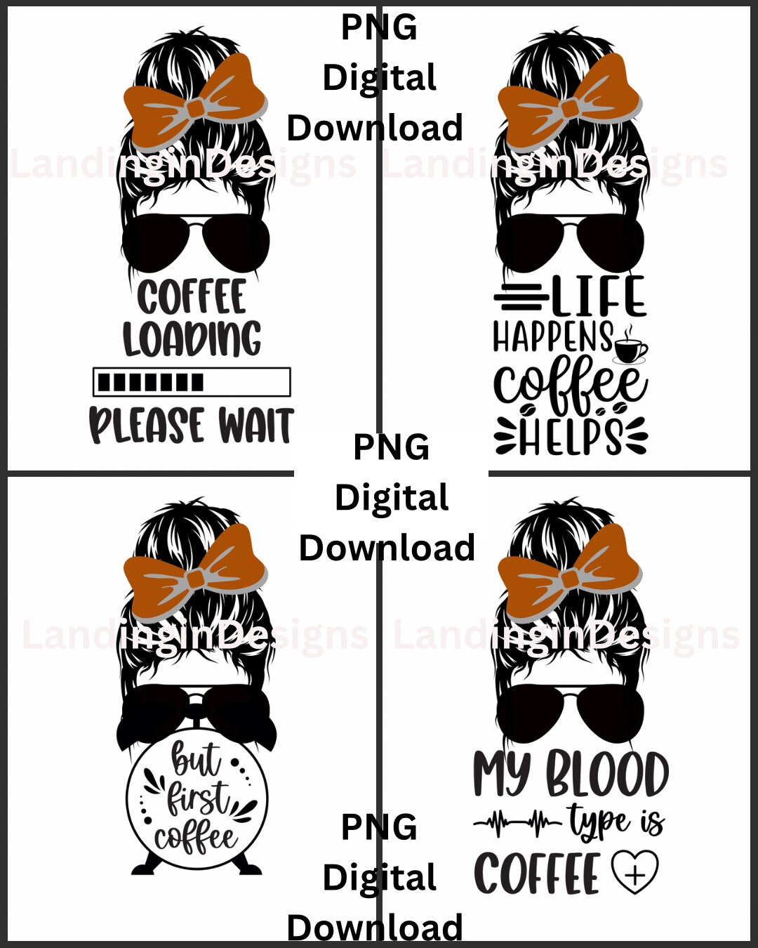 Messy Bun Png Messy Bun Momlife Png Messy Bun Bundle Coffee Lovers