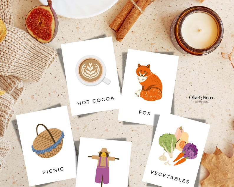 Printable Autumn Flashcards, Fall Nature Unit Study, Fall Vocabulary ...