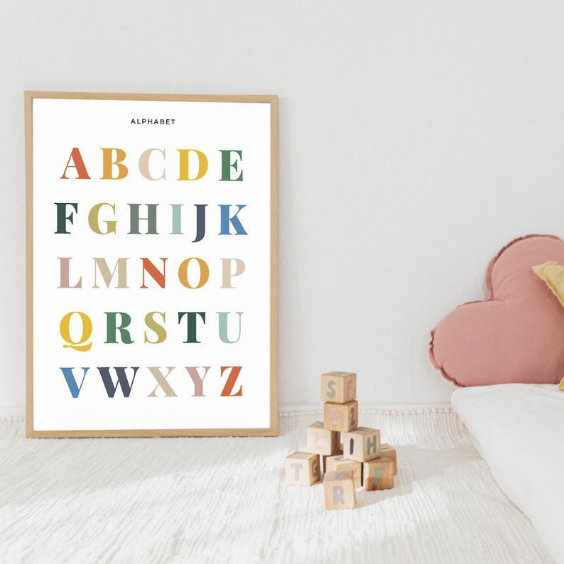 Rainbow Alphabet Print, Educational Wall Art, Homeschool Prints ...