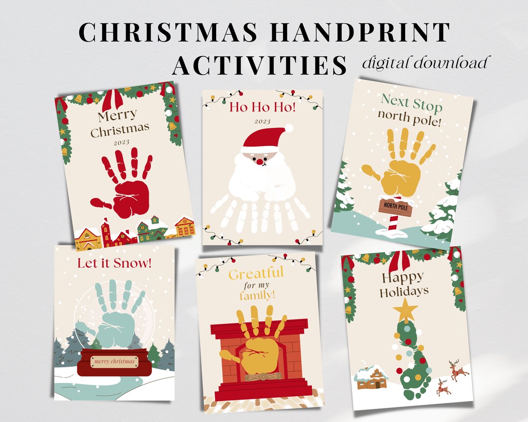Christmas Holiday Handprint Art Craft Bundle Winter Footprint Preschool ...
