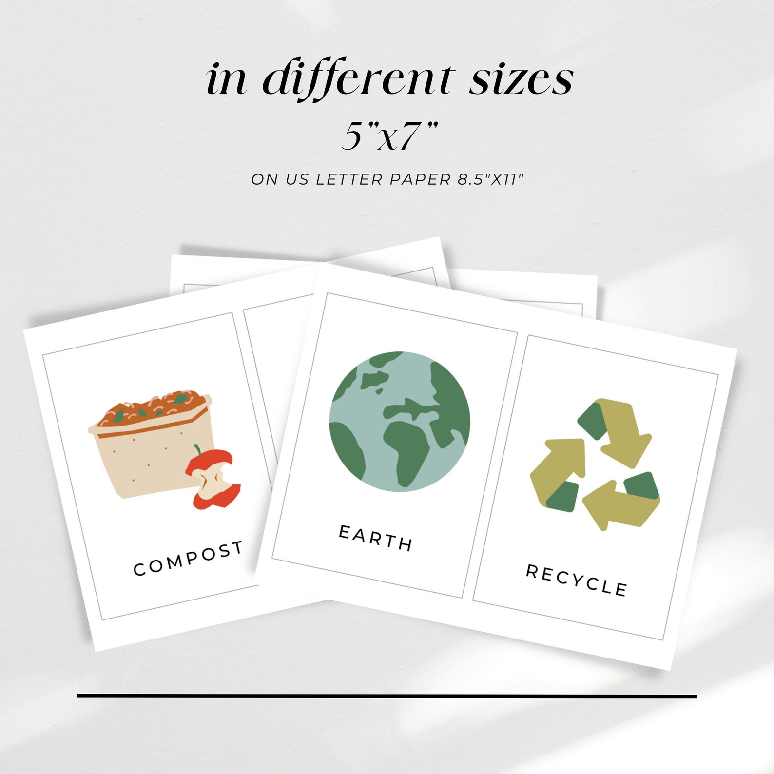 Printable Earth Day Nature Flashcards Montessori Activity Homeschool ...