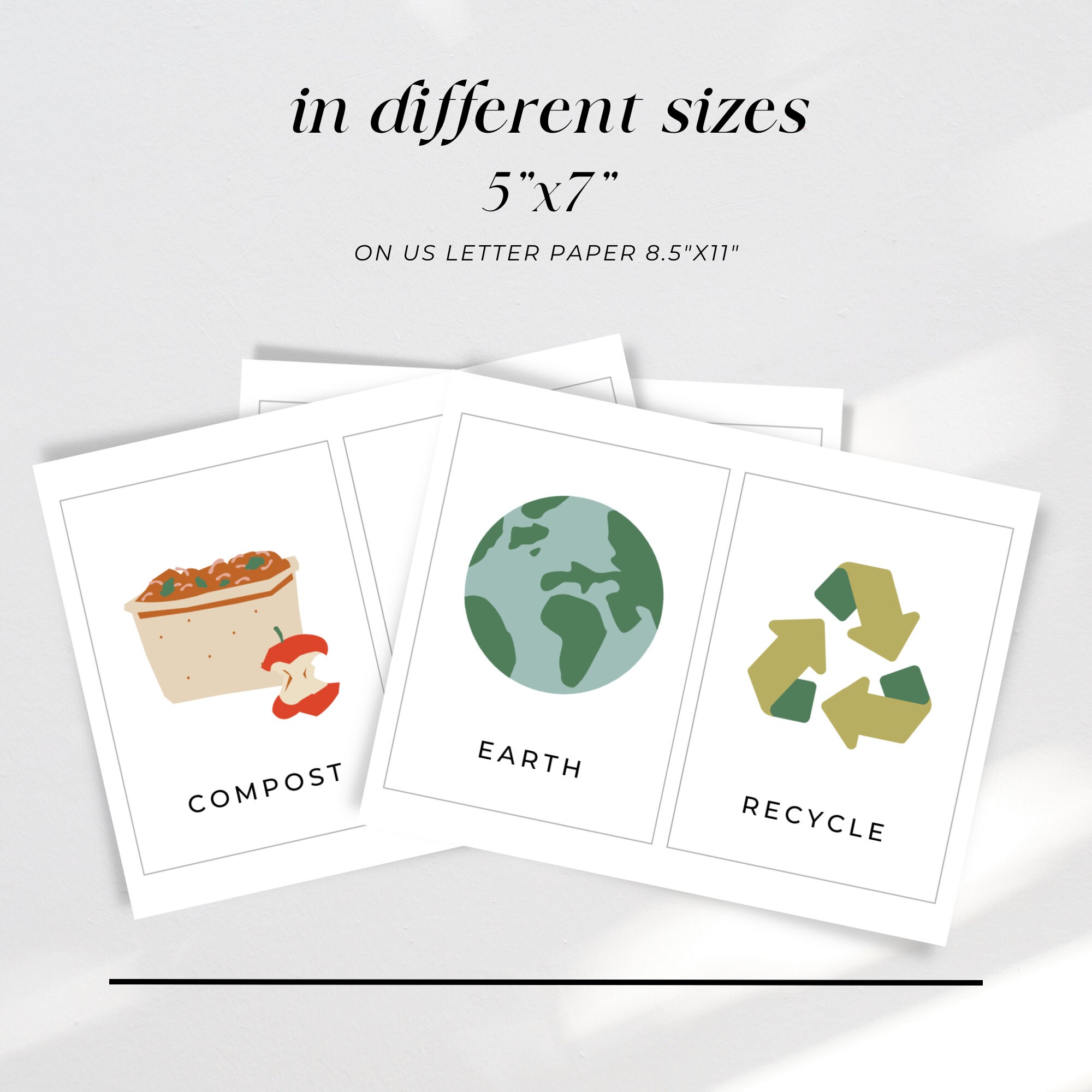 Printable Earth Day Nature Flashcards Montessori Activity Homeschool ...