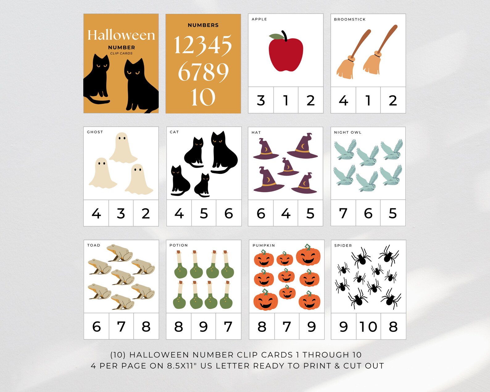 Halloween Number Clip Cards Printable Back to School Fall Montessori ...