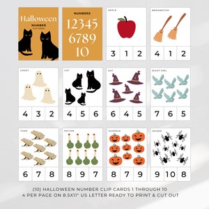 Halloween Number Clip Cards Printable Back to School Fall Montessori ...