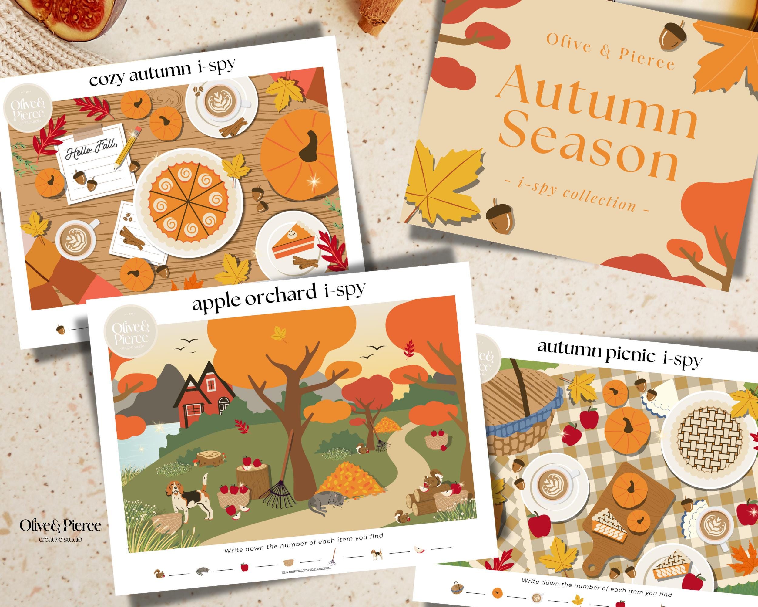 Printable Fall Season I Spy Bundle, Preschool Activity, Autumn ...