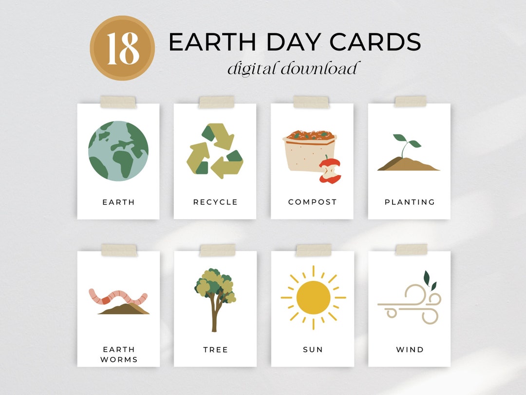 Printable Earth Day Nature Flashcards Montessori Activity Homeschool ...