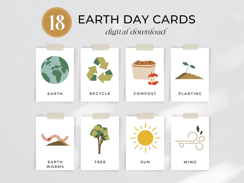 Printable Earth Day Nature Flashcards Montessori Activity Homeschool ...