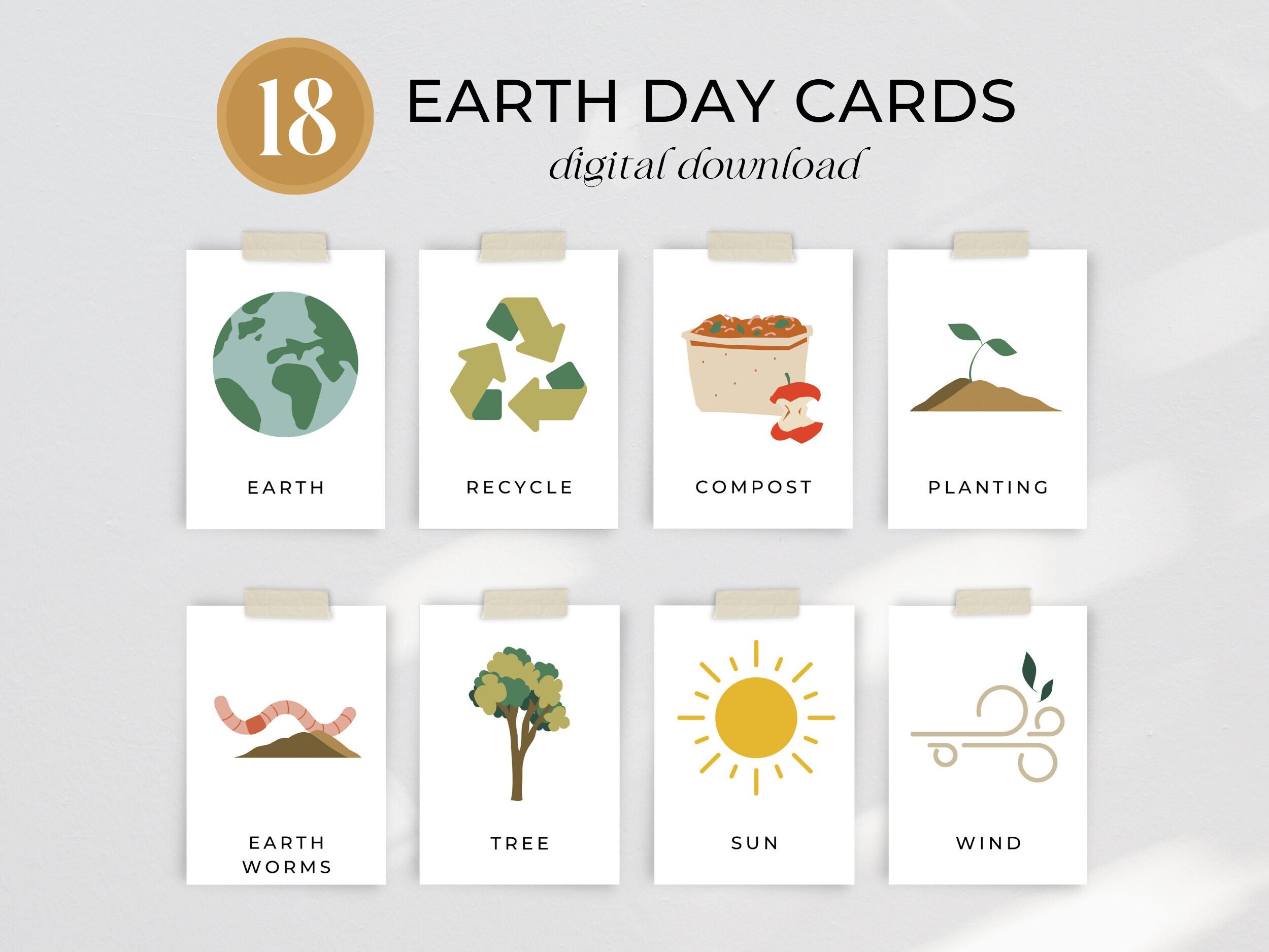 Printable Earth Day Nature Flashcards Montessori Activity Homeschool ...