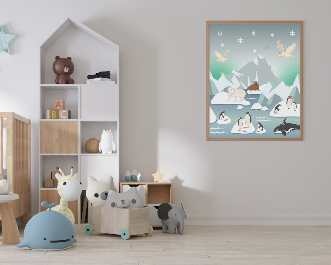 Arctic Antarctic Animal Winter Wall Art Nature Unit Study Montessori ...