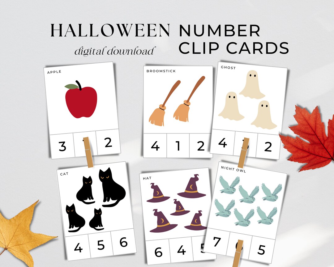 Halloween Number Clip Cards Printable Back to School Fall Montessori ...