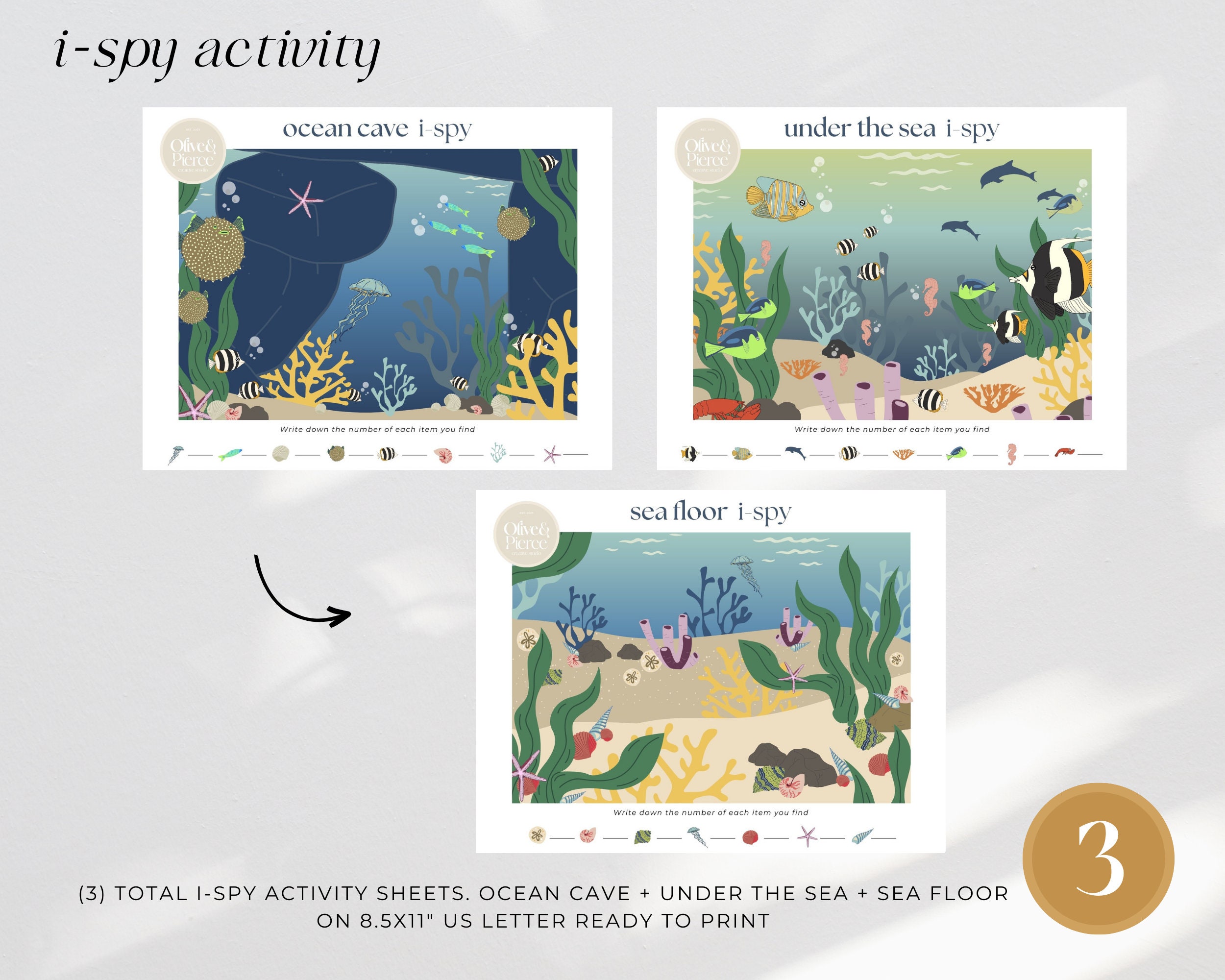 I-spy Under the Sea Worksheet, Ocean, Game, Montessori, Activity Book ...