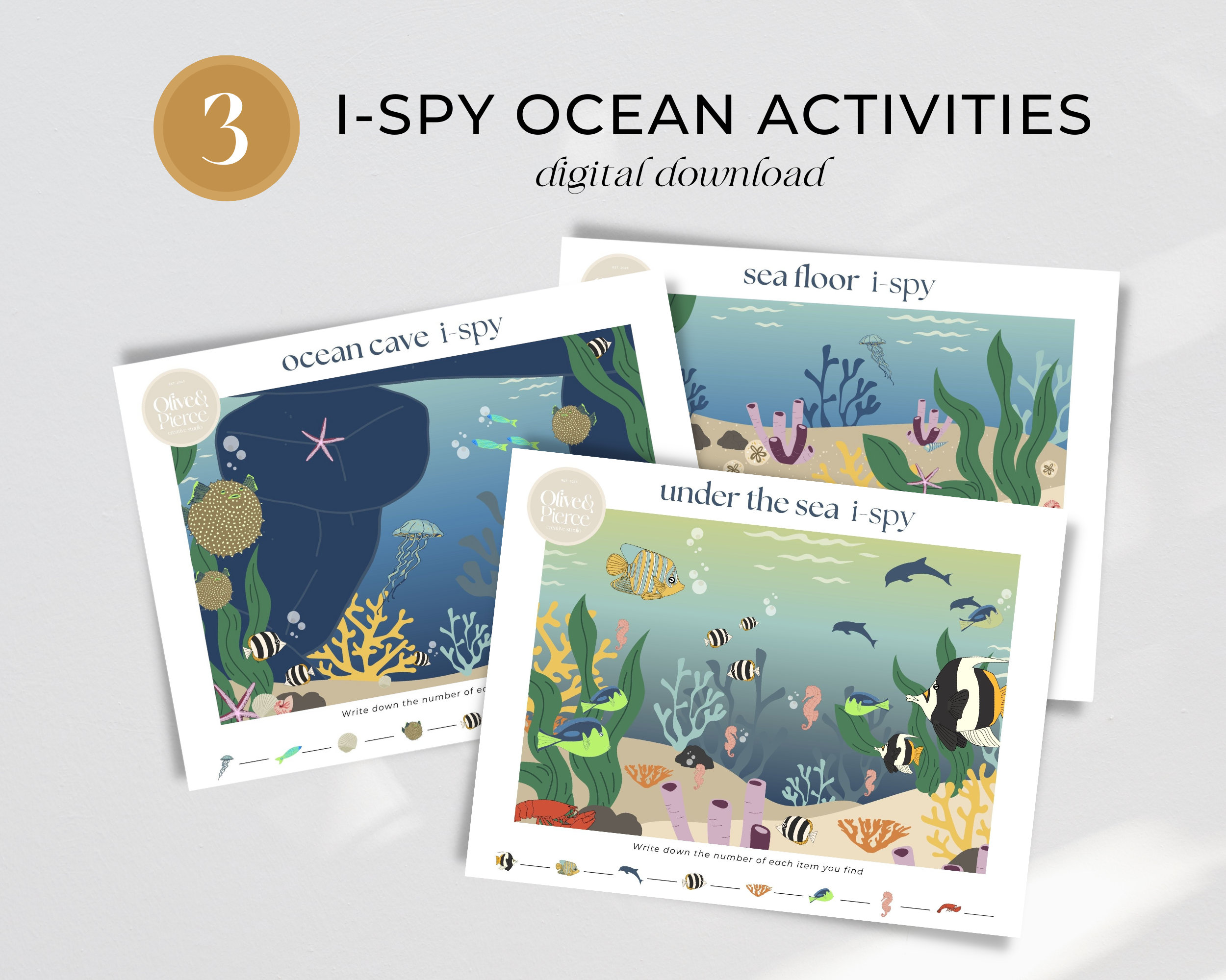 I-spy Under the Sea Worksheet, Ocean, Game, Montessori, Activity Book ...