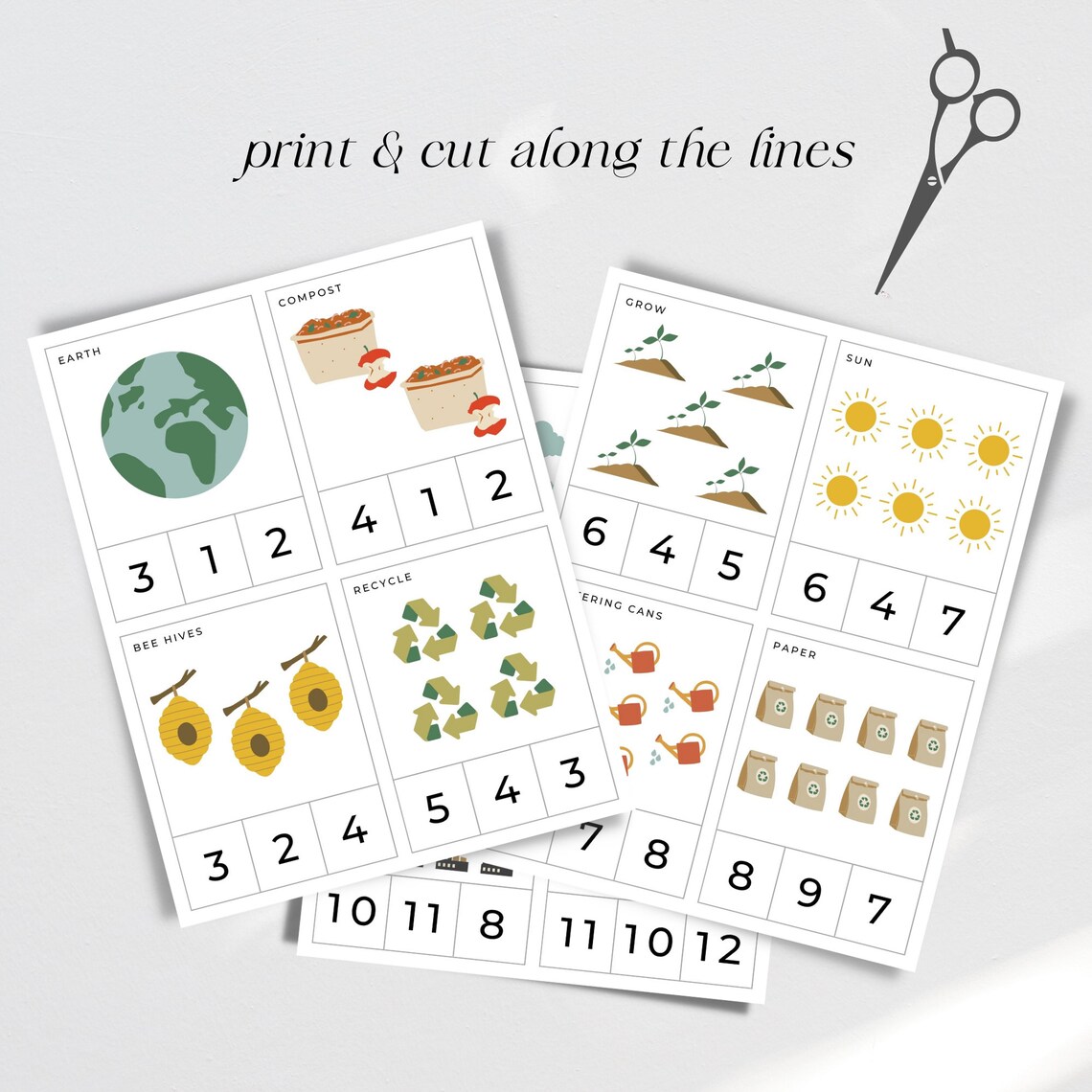 Earth Day Clip Cards, Earth Day Printable, Count and Clip Cards ...