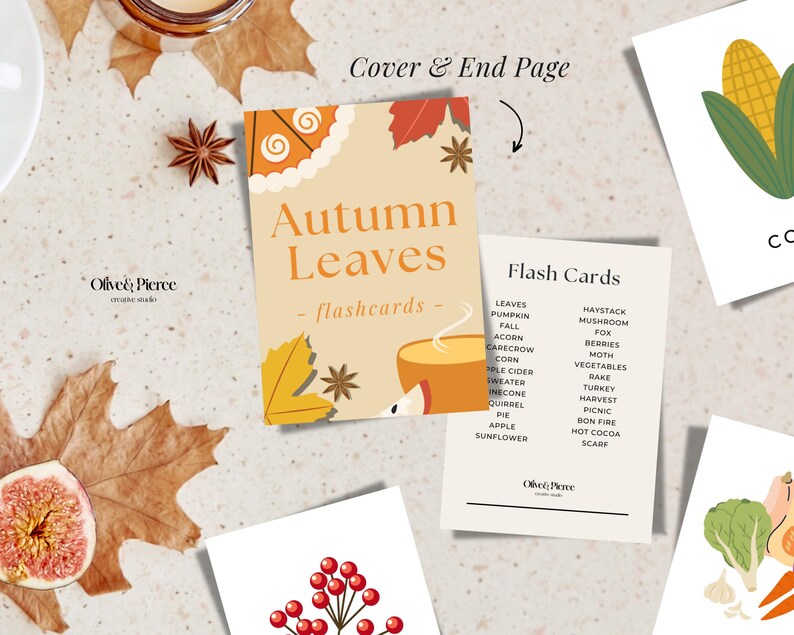 Printable Autumn Flashcards, Fall Nature Unit Study, Fall Vocabulary ...