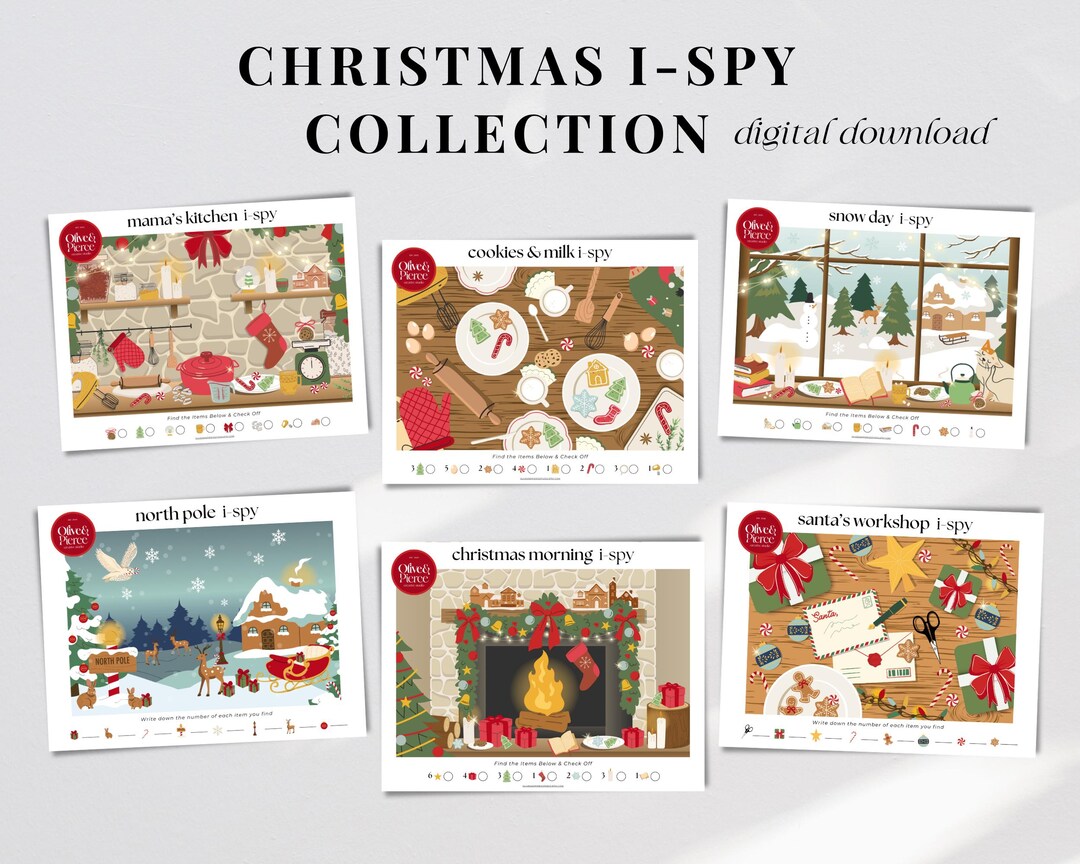 Printable Christmas I-spy Activities, Holiday Bundle, Christmas Games ...