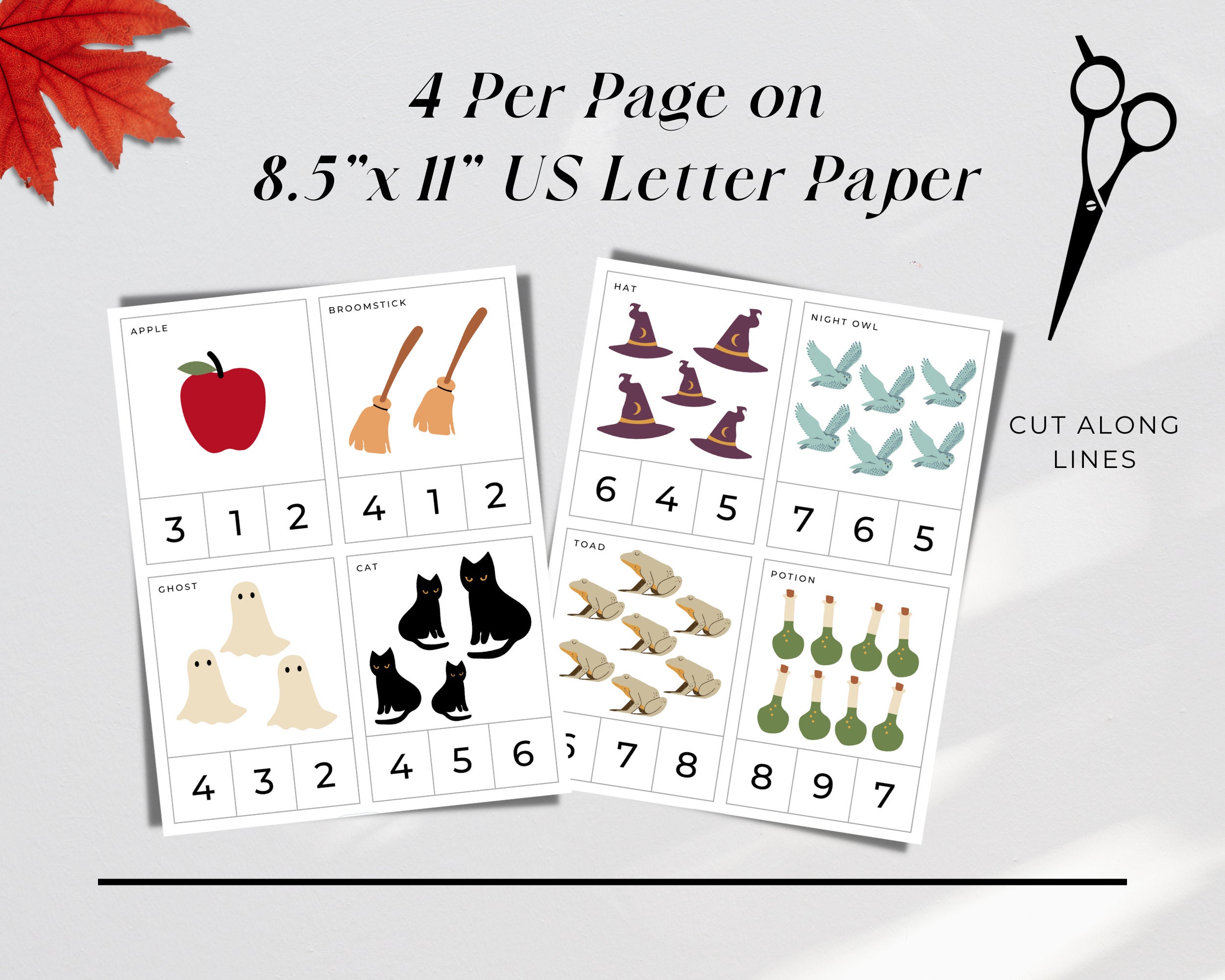 Halloween Number Clip Cards Printable Back to School Fall Montessori ...