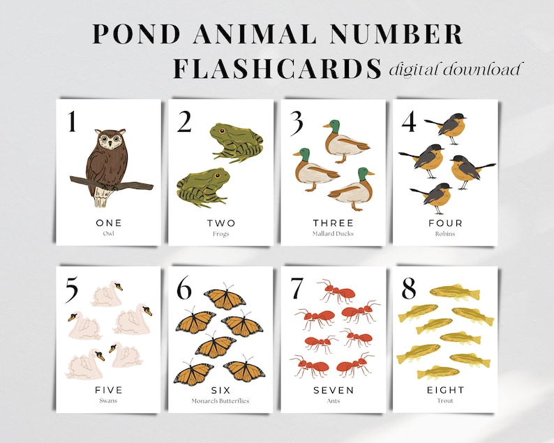 Printable Nature Number Cards, Spring Forest Unit Study, Montessori ...