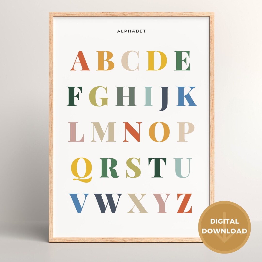 Rainbow Alphabet Print, Educational Wall Art, Homeschool Prints ...
