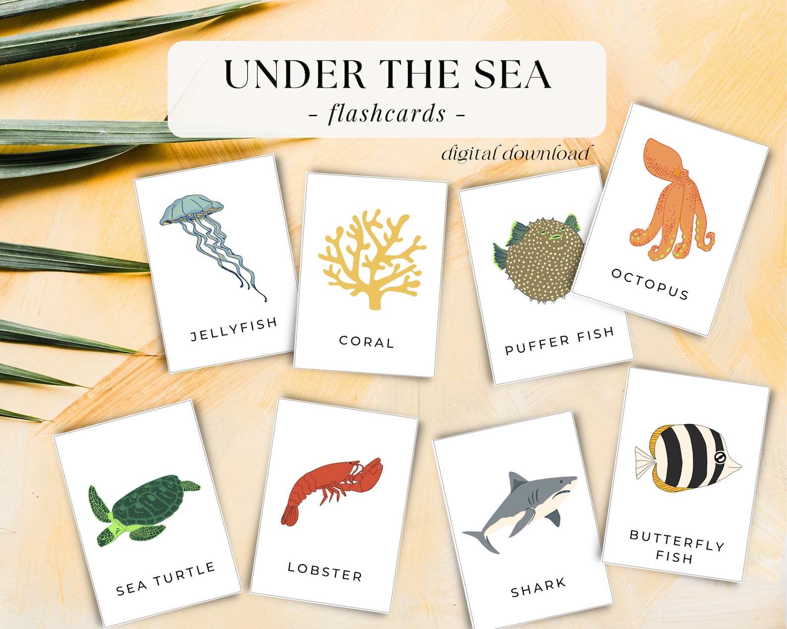 18 Under the Sea Flashcards Ocean Printable Back to School Animal ...