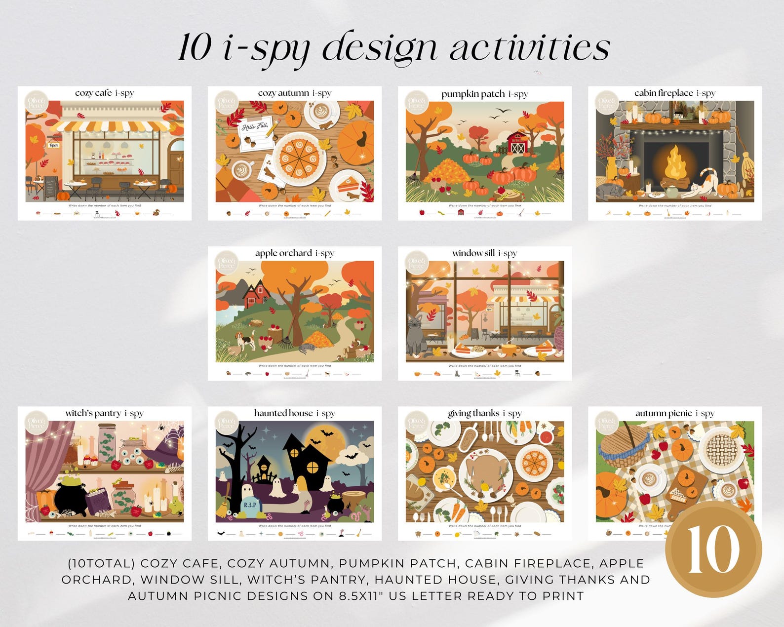 Printable Fall Season I Spy Bundle, Preschool Activity, Autumn ...