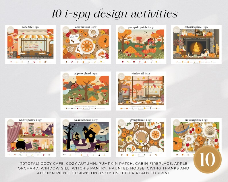 Printable Fall Season I Spy Bundle, Preschool Activity, Autumn ...