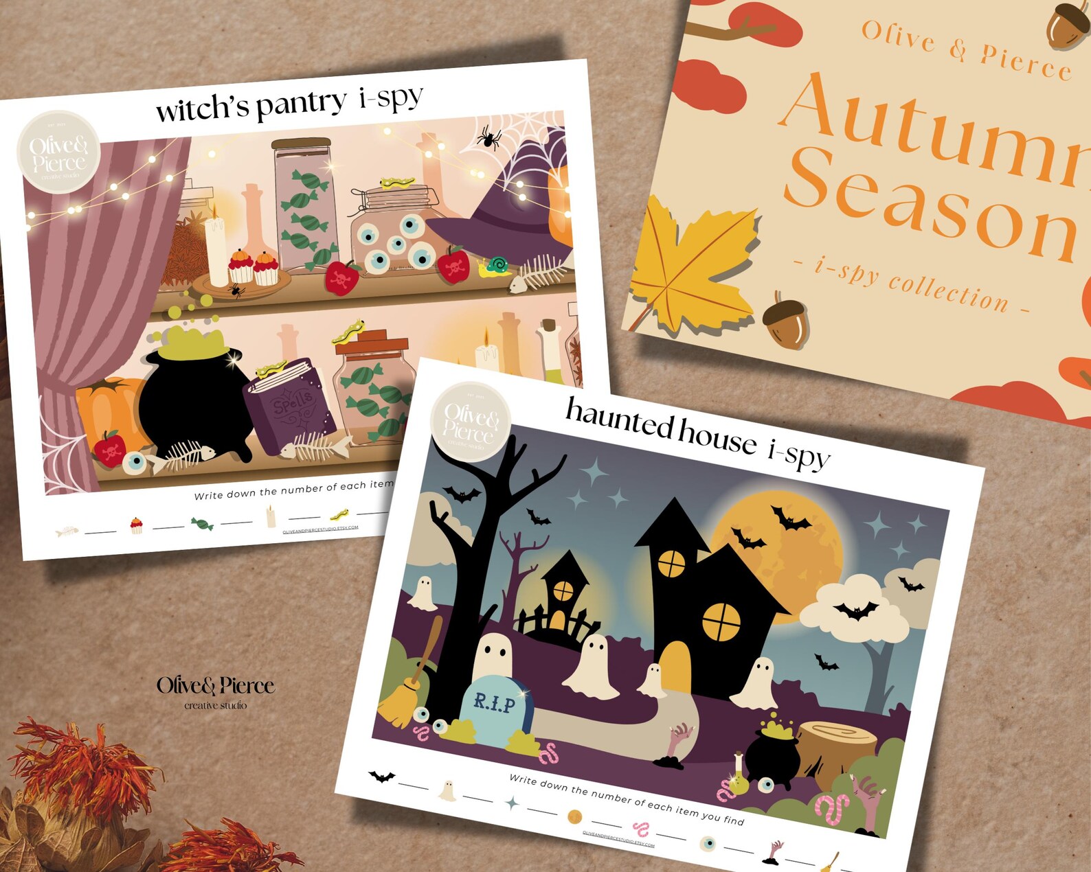 Printable Fall Season I Spy Bundle, Preschool Activity, Autumn ...