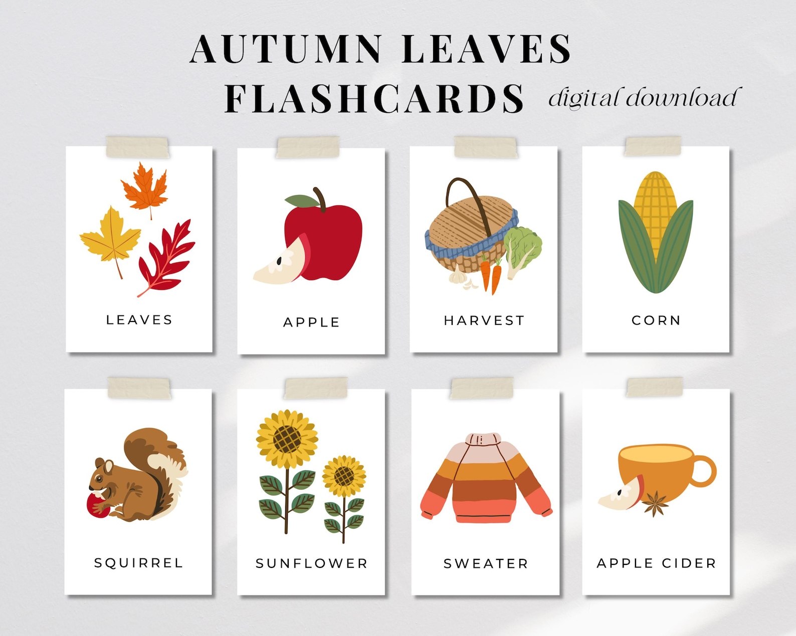 Printable Autumn Flashcards, Fall Nature Unit Study, Fall Vocabulary ...