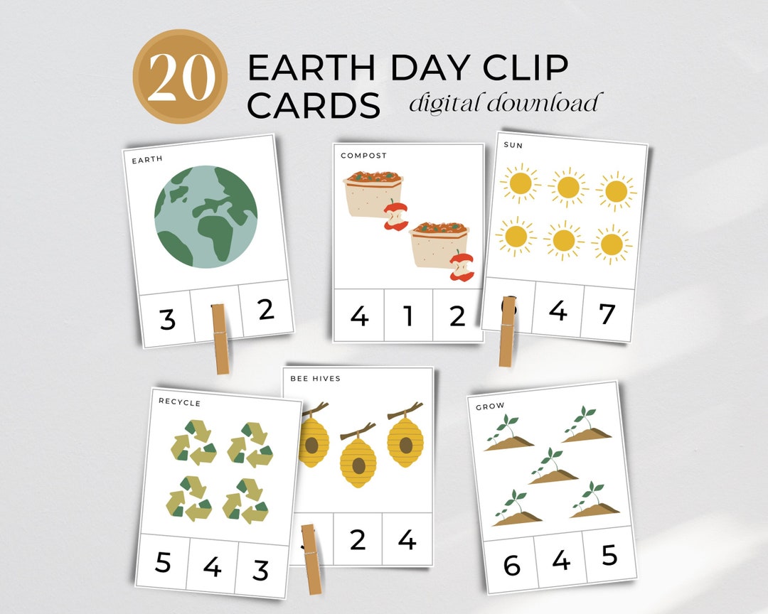 Earth Day Clip Cards Earth Day Printable Count and Clip - Etsy