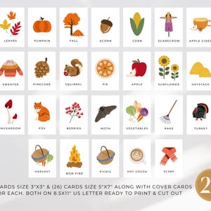 Printable Autumn Flashcards, Fall Nature Unit Study, Fall Vocabulary ...