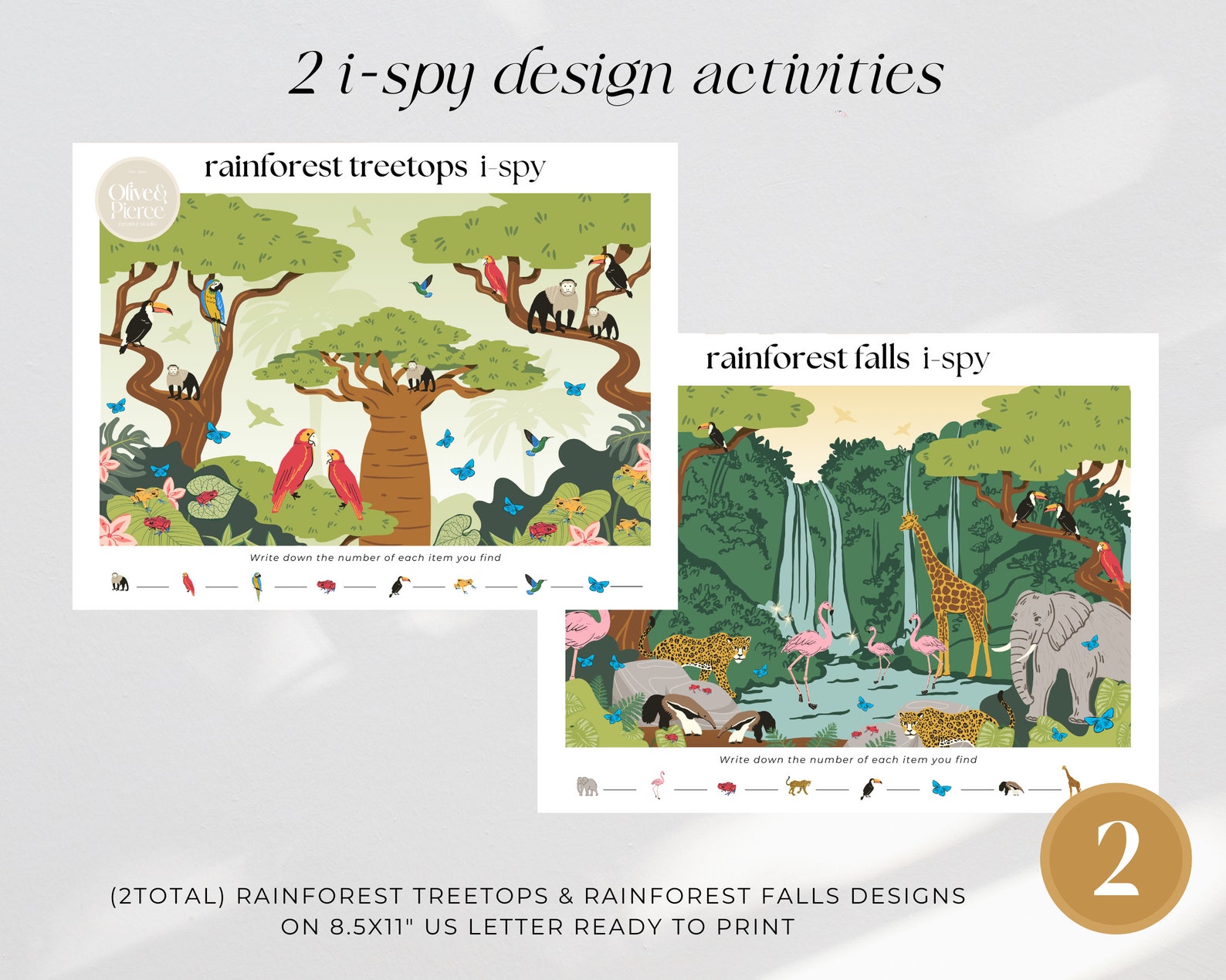 I-spy Printable Jungle Animal Activity, Rainforest Nature Unit Study ...