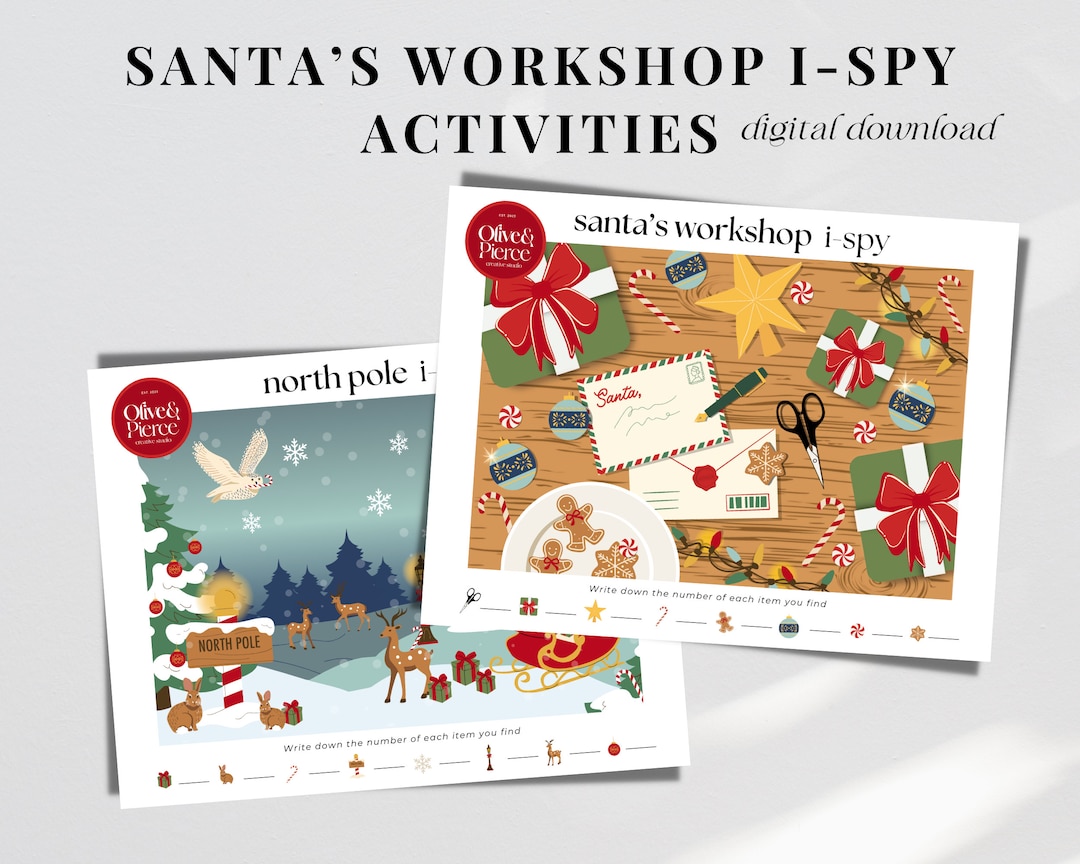 I-spy Santa's Workshop Christmas Activities Holiday Montessori Winter ...
