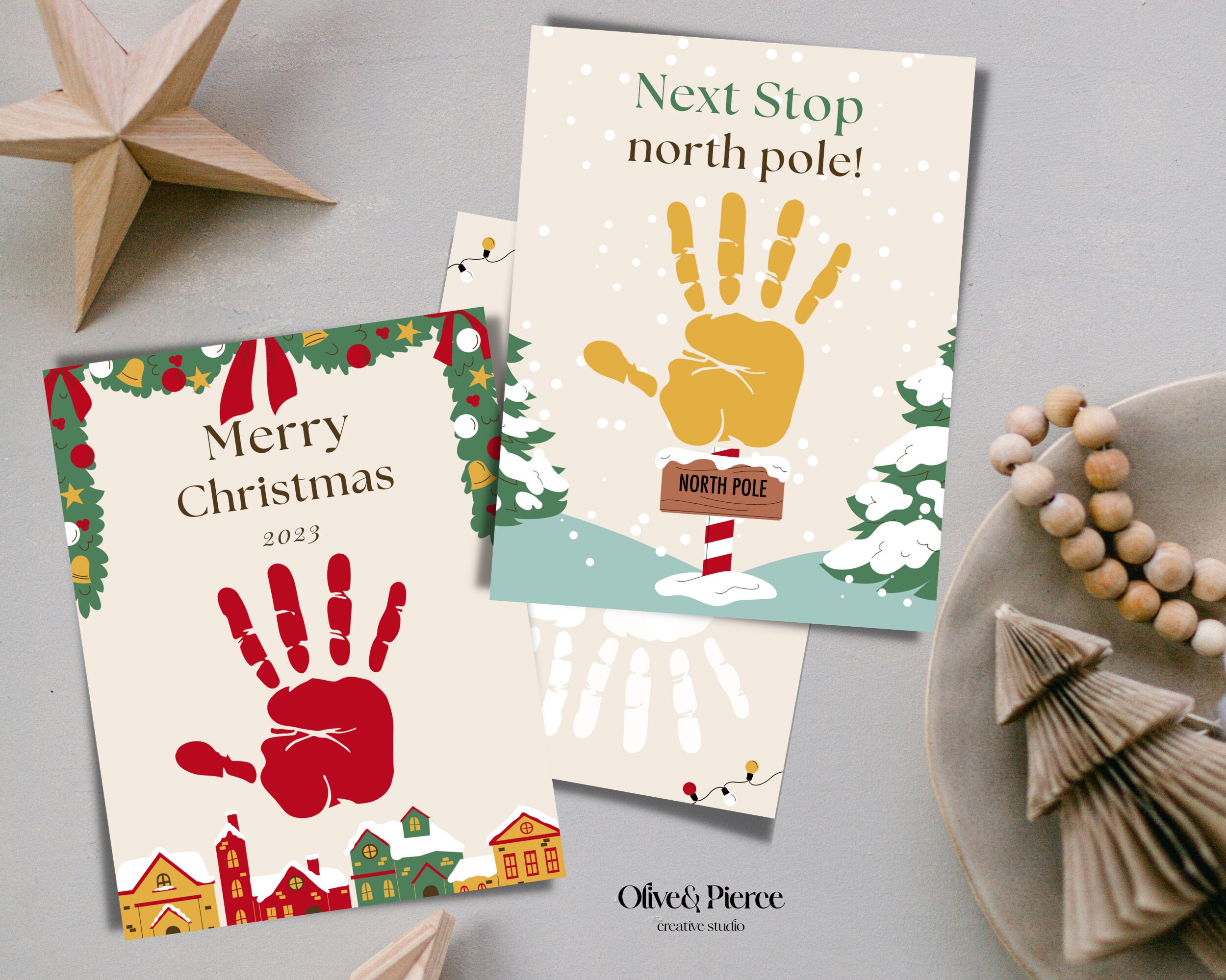 Christmas Holiday Handprint Art Craft Bundle Winter Footprint Preschool ...