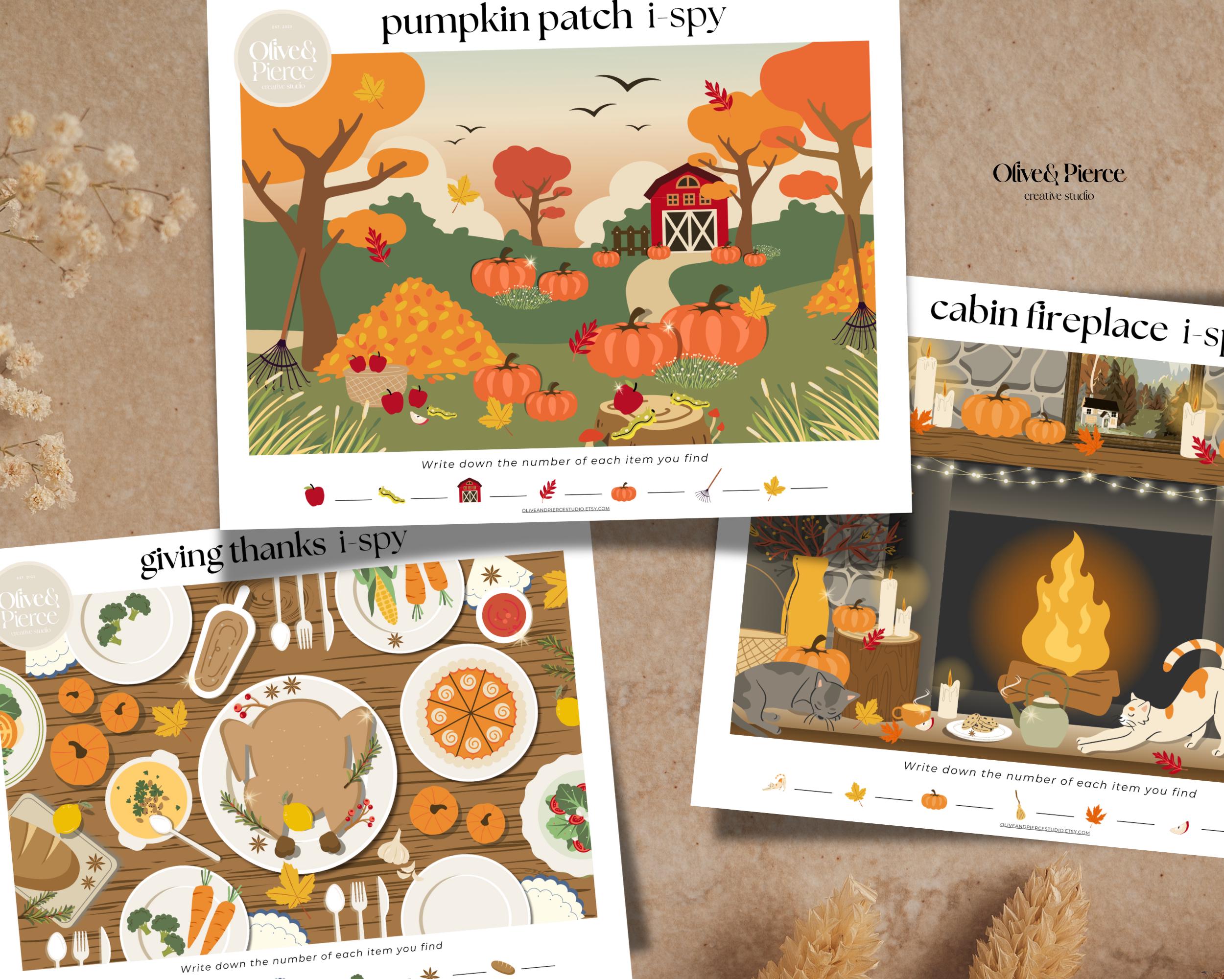 Printable Fall Season I Spy Bundle, Preschool Activity, Autumn ...