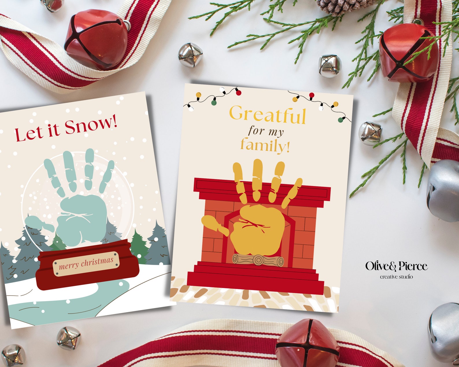 Christmas Holiday Handprint Art Craft Bundle Winter Footprint Preschool ...