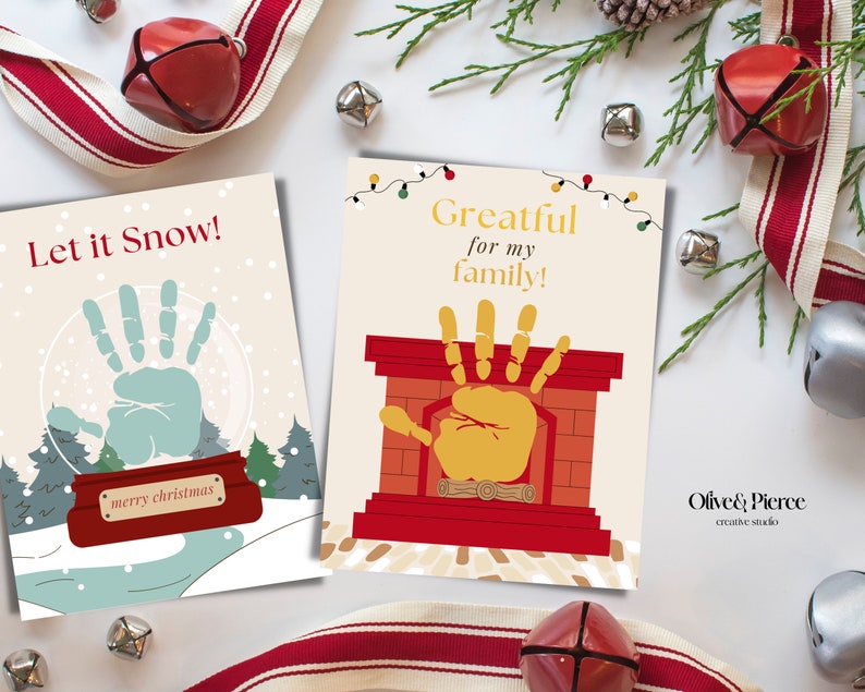 Christmas Holiday Handprint Art Craft Bundle Winter Footprint Preschool ...