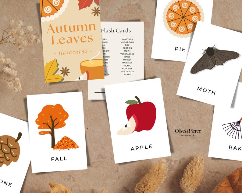 Printable Autumn Flashcards, Fall Nature Unit Study, Fall Vocabulary ...