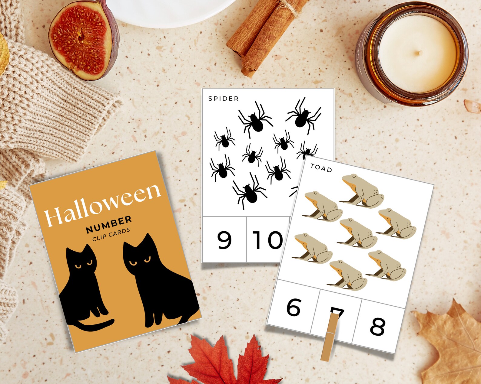 Halloween Number Clip Cards Printable Back to School Fall Montessori ...