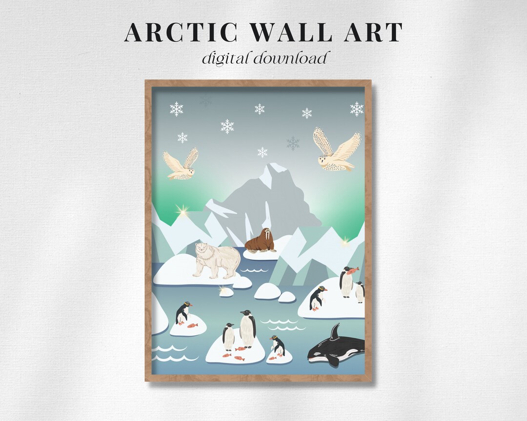 Arctic Antarctic Animal Winter Wall Art Nature Unit Study Montessori ...