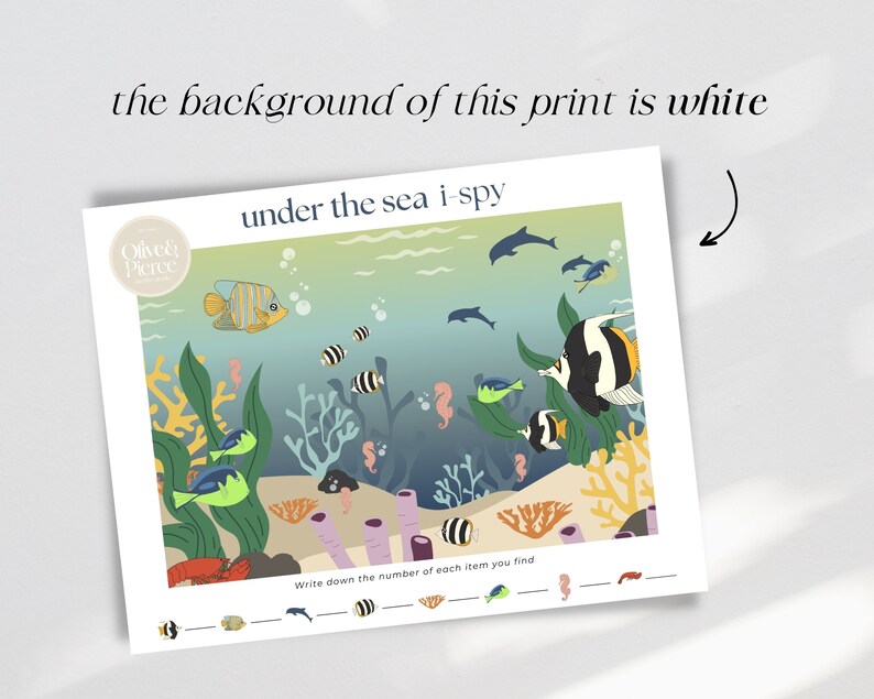 I-spy Under the Sea Worksheet, Ocean, Game, Montessori, Activity Book ...