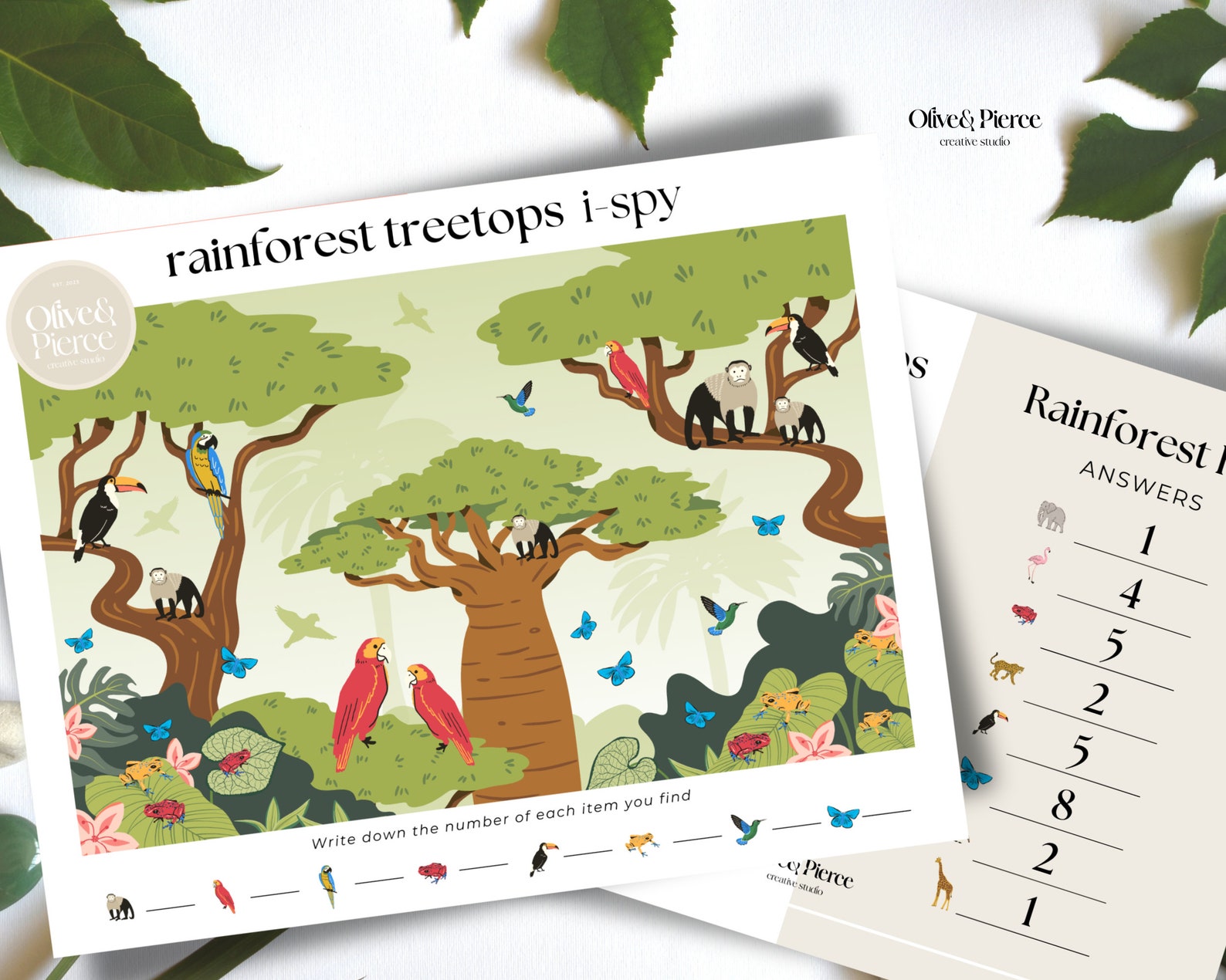 I-spy Printable Jungle Animal Activity, Rainforest Nature Unit Study ...