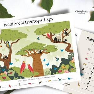 I-spy Printable Jungle Animal Activity, Rainforest Nature Unit Study ...